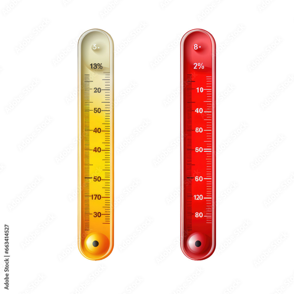 Celsius and Fahrenheit scale thermometer on transparent background ...