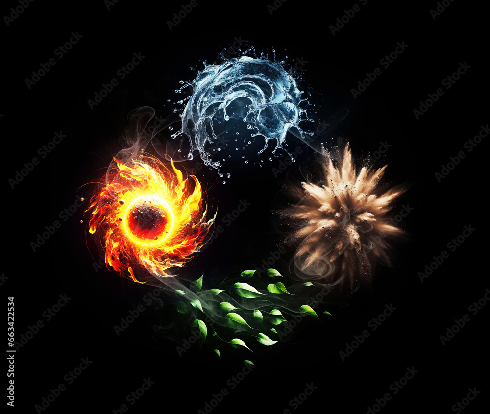 Earth Water Air Fire Four Elements Of Nature 4 Elements Isolated