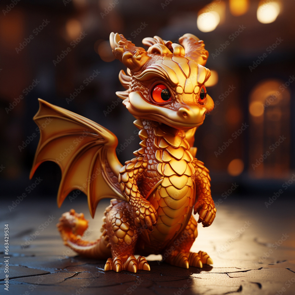 A highly detailed red dragon in vibrant 3D graphic pop-up design ...