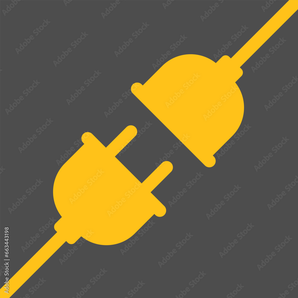 Plug icon. Connection symbol. Electricity, wired, lost connection ...