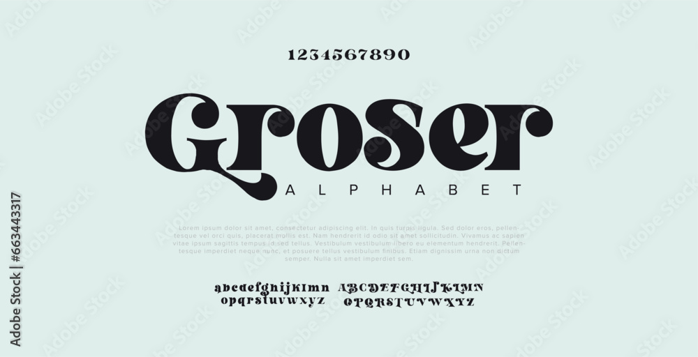 Groser Elegant uppercase, lowercase and number font. Minimal fashion ...