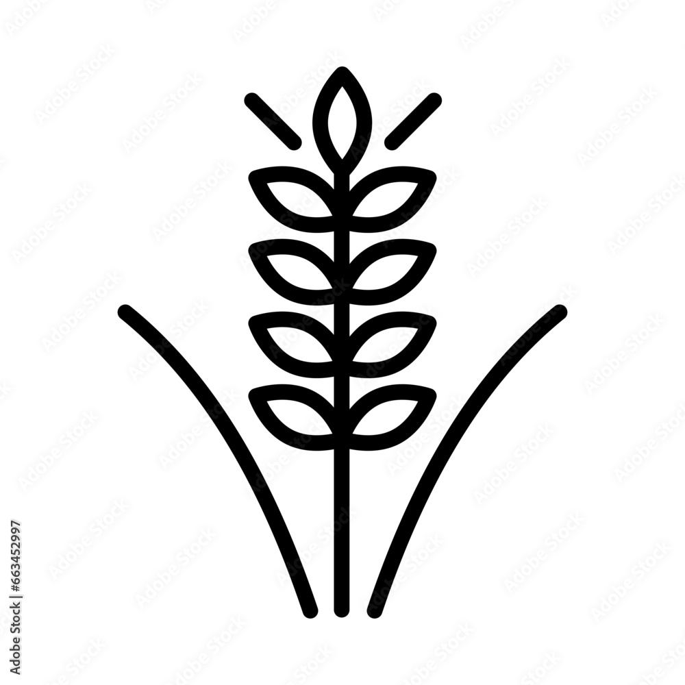 Vector farm wheat ears icon template. Whole grain symbol illustration ...