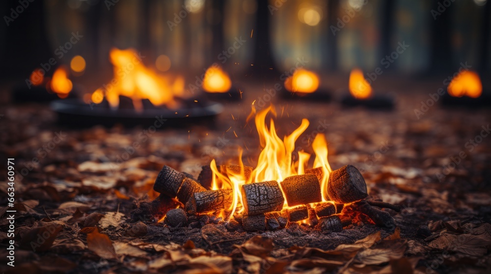 Nature's heat ignites a wild flame in the ground, dancing among the ash ...