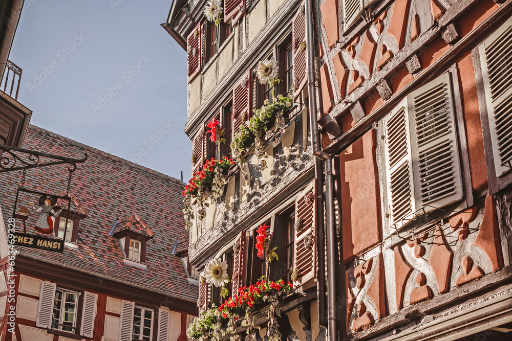 Colmar town at France. Beautiful city view and details of travel ...