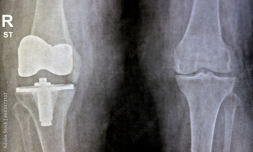Foto de Plain X-ray of knee joints, right side shows total knee ...
