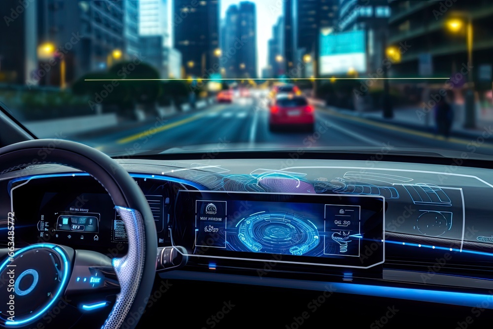 Modern smart car technology intelligent system using Heads up display ...