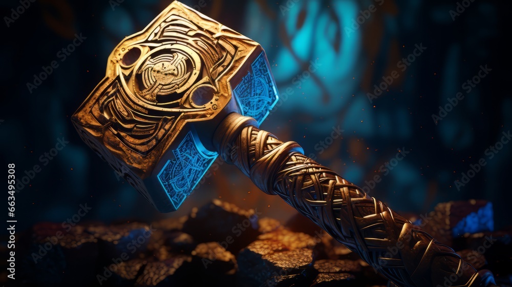 Mjölnir - thor´s hammer from the norse mythology Stock Illustration ...