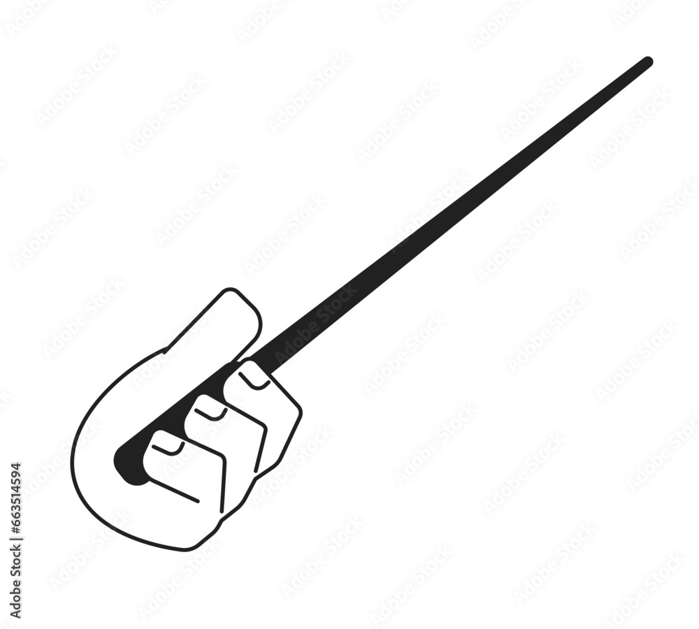 Hand holding stick cartoon hand outline illustration. Instructor ...