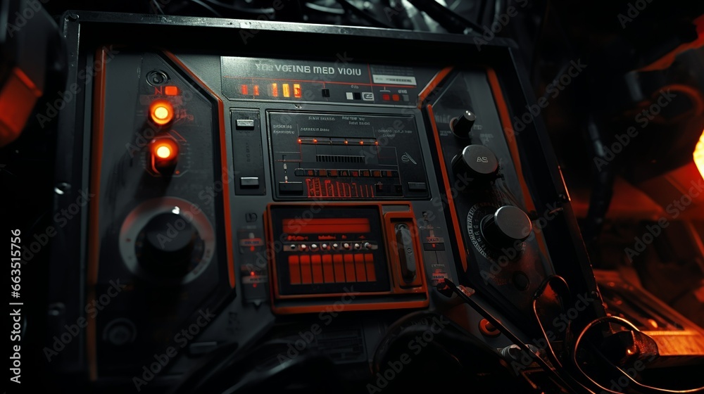 Future sci-fi audio deck device with mixer and led display Stock ...