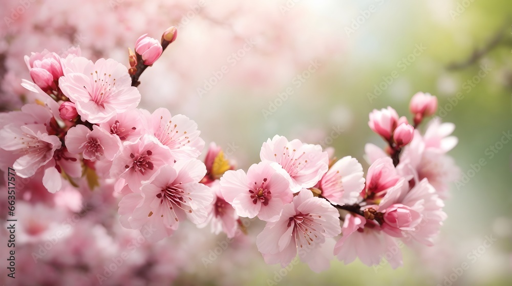 Realistic Blurred Spring Background Cherry Blossom Background Flower ...
