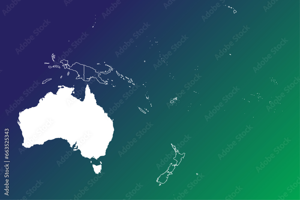 Vector graphic of modern editable map of Oceania with each country able ...