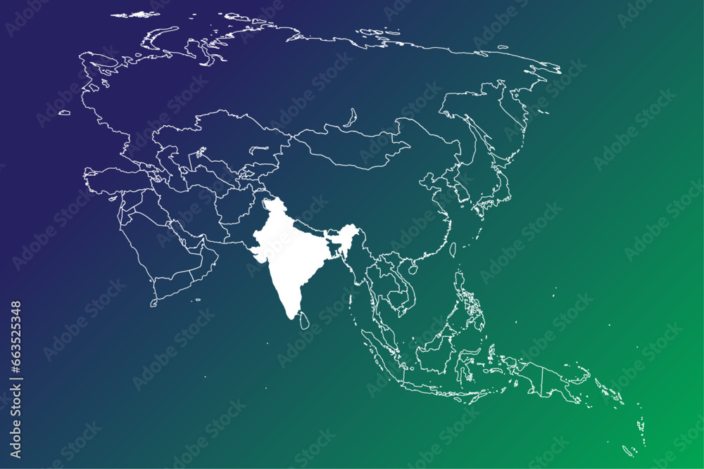Vector graphic of modern editable map of Asia with each country able to ...