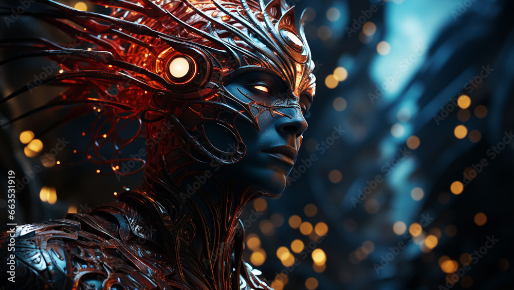 Futuristic Red & Blue Human like Alien Hybrid In Alien world - Stunning ...