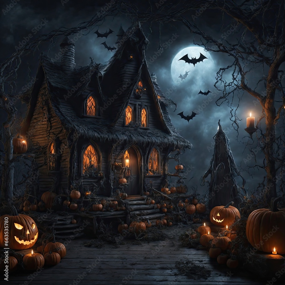 Halloween Backdrop, Witch Cottage, HALLOWEEN DIGITAL BACKDROP, witch ...