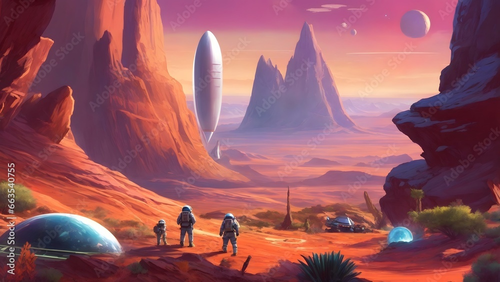A Captivating Cartoon Illustration Depicting A Space Exploration Scene ...