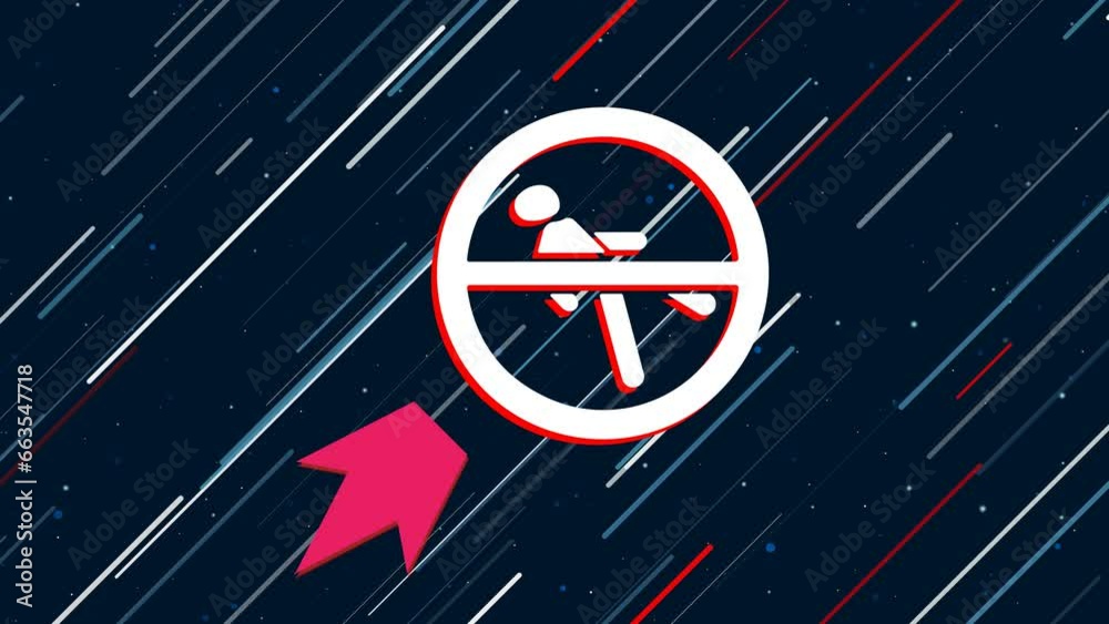 Pedestrian traffic prohibited sign flies through the universe on a jet ...