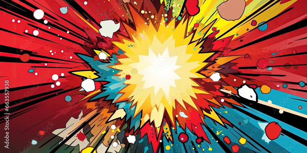 Explosions background in pop art and cartoon style, comic book ...
