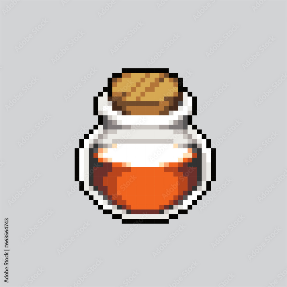 Pixel art illustration potion couldron. Pixelated Potion Pot. Witch ...