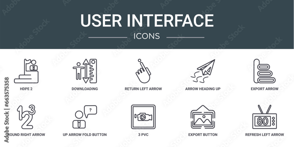 set of 10 outline web user interface icons such as hdpe 2, downloading ...