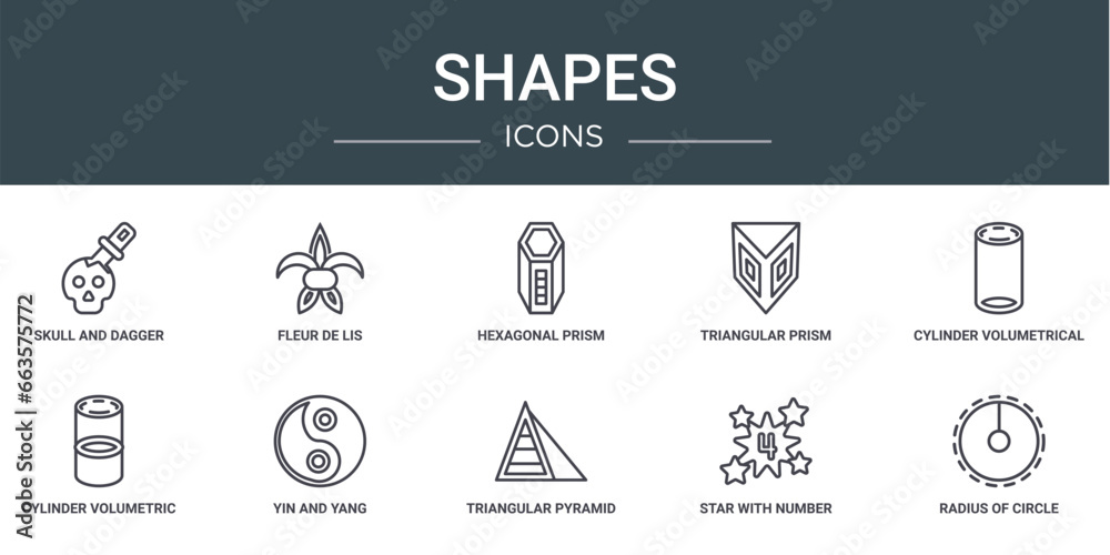 set of 10 outline web shapes icons such as skull and dagger, fleur de ...