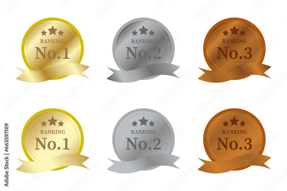 vector set awards, rangking medals set, gold medals, silver medals ...