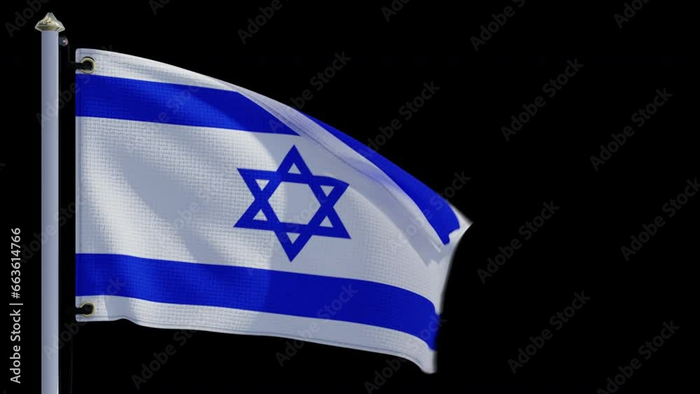 3d 4k Animation of Israel flag. Realistic Israel Flag waving in wind ...