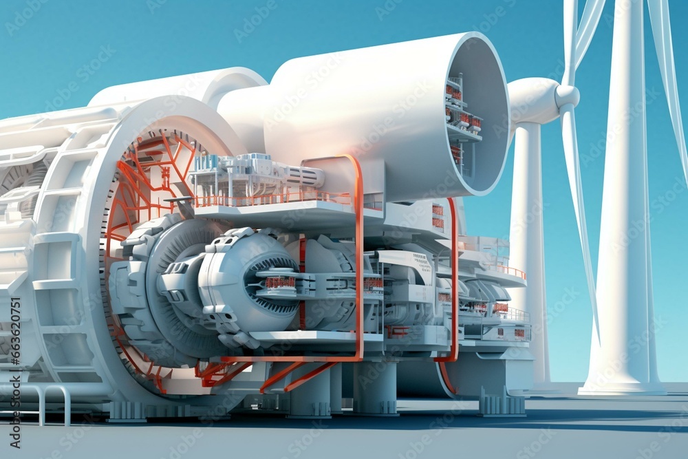 Wind turbine section side-view showing how it operates, related to ...