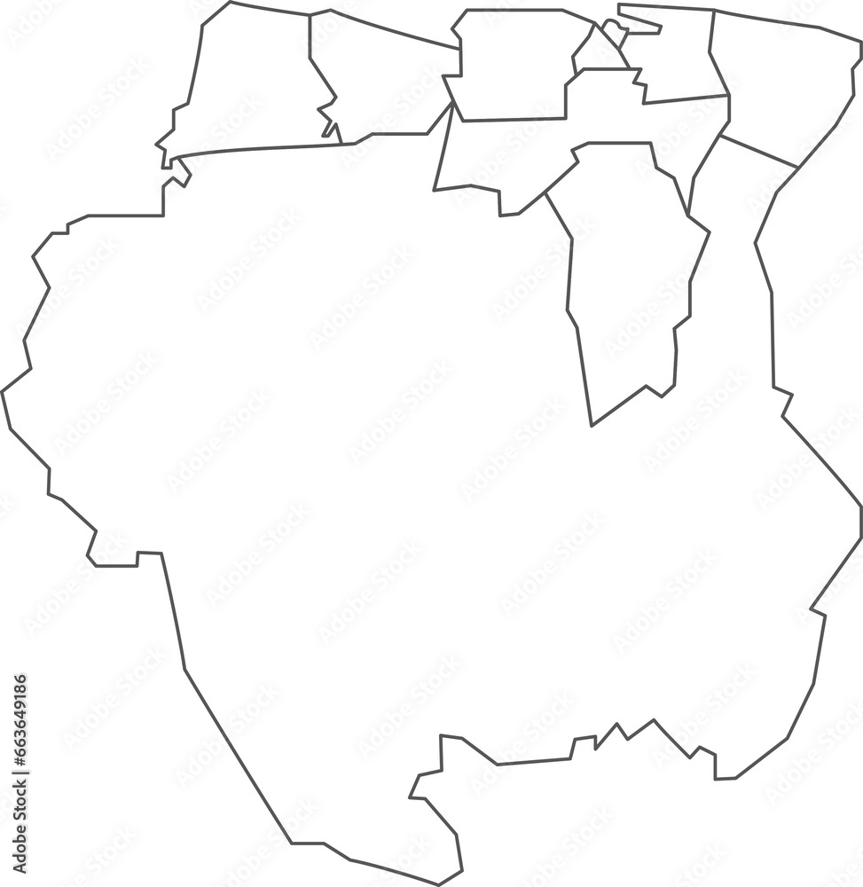 Map of Suriname with detailed country map, line map. Stock Illustration ...