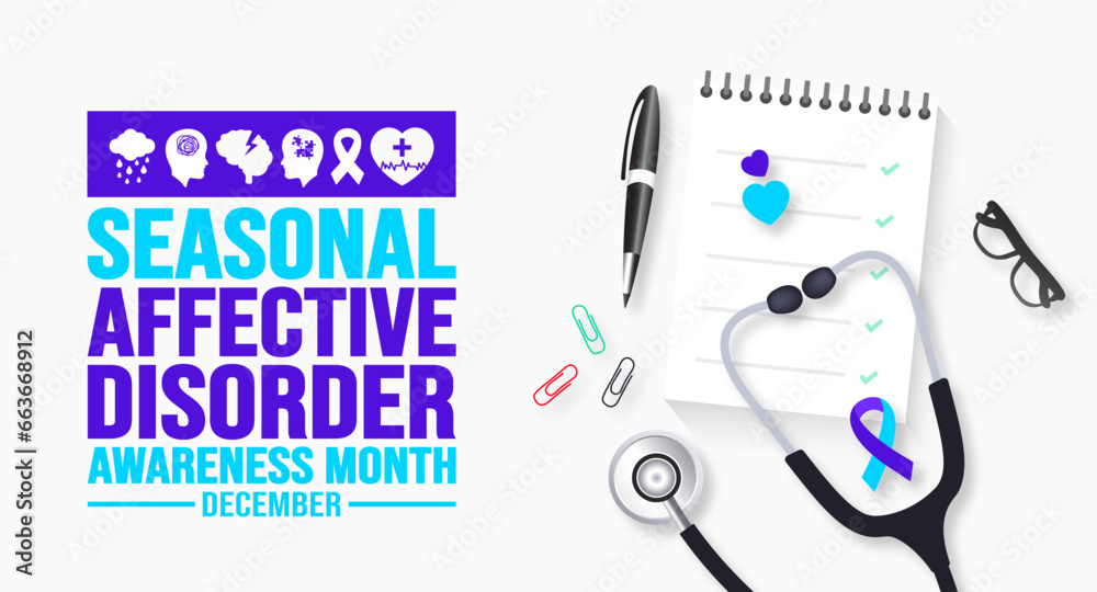December is Seasonal Affective Disorder Awareness Month background ...