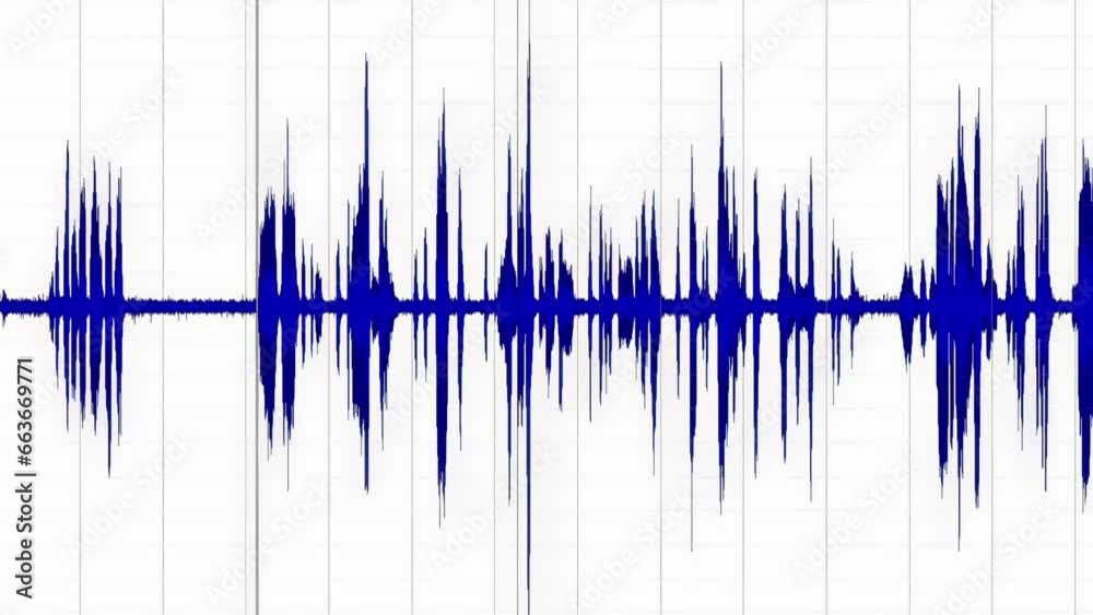 A cursor moving on a blue audio sound wave on the X axis, over a white ...