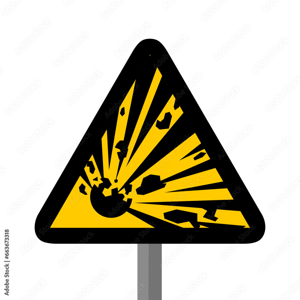 risque explosion triangle jaune panneau signalisation danger Stock ...