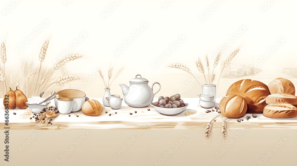 still life with bread and milk, there are many different types of ...