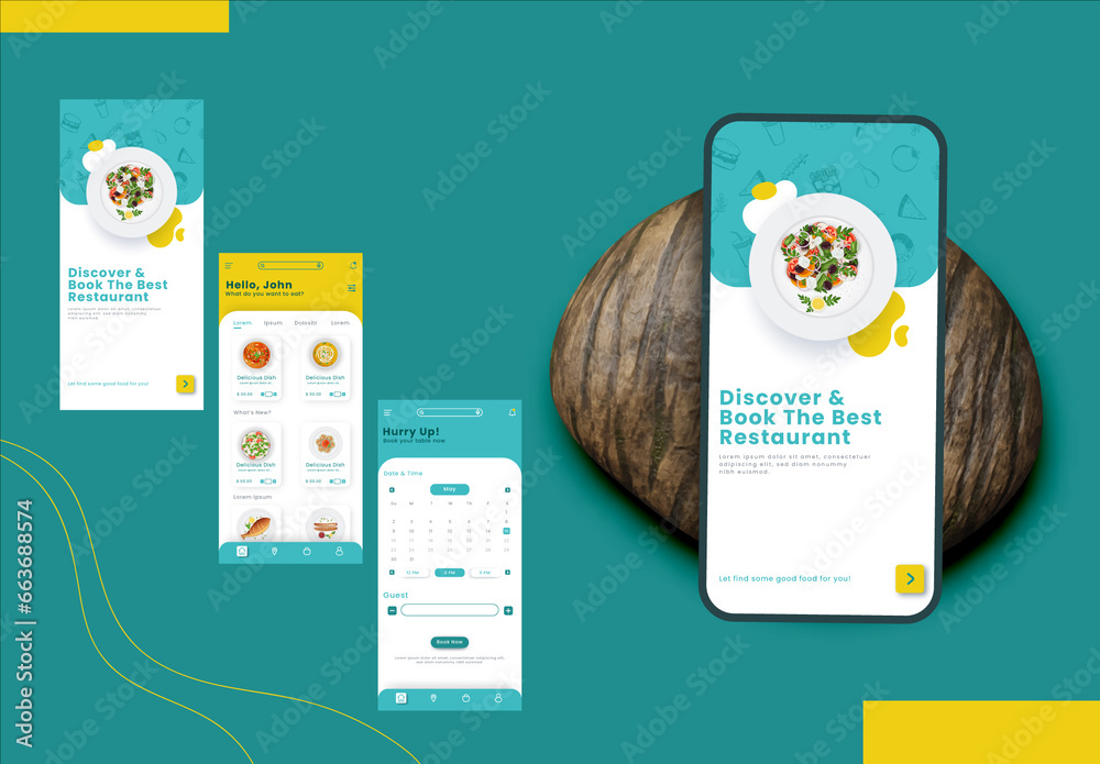 Food Ordering Mobile App UI Including Login, Discover Dish Description ...