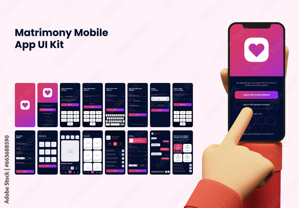 Matrimony App UI Kit for Responsive Mobile App or Website with ... Matrimony App UI Kit for Responsive Mobile App or Website with ...