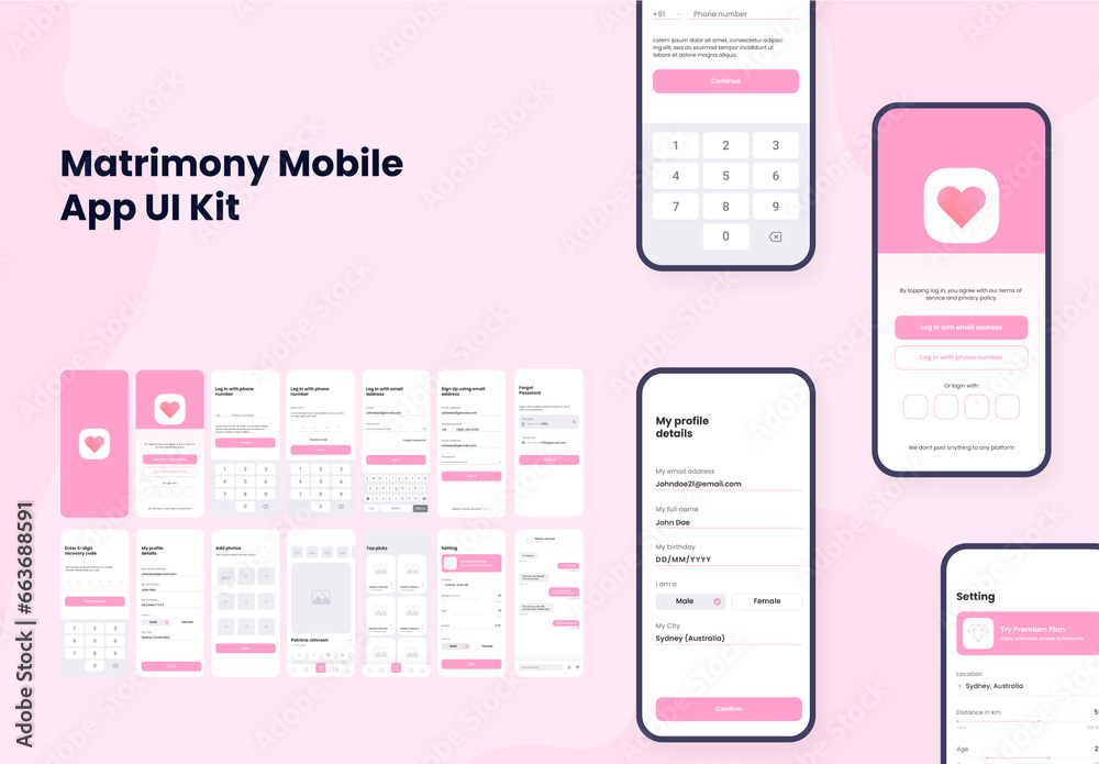Matrimony App UI Kit for Responsive Mobile App or Website with ... Matrimony App UI Kit for Responsive Mobile App or Website with ...