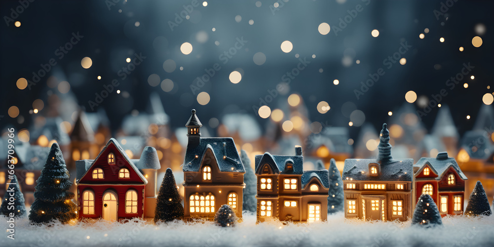 Winter Wonderland, Festive Miniature Townscape with Cozy Buildings ...