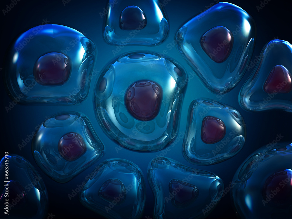 Human cells anatomy blue color. 3d illustration.. Stock Illustration ...