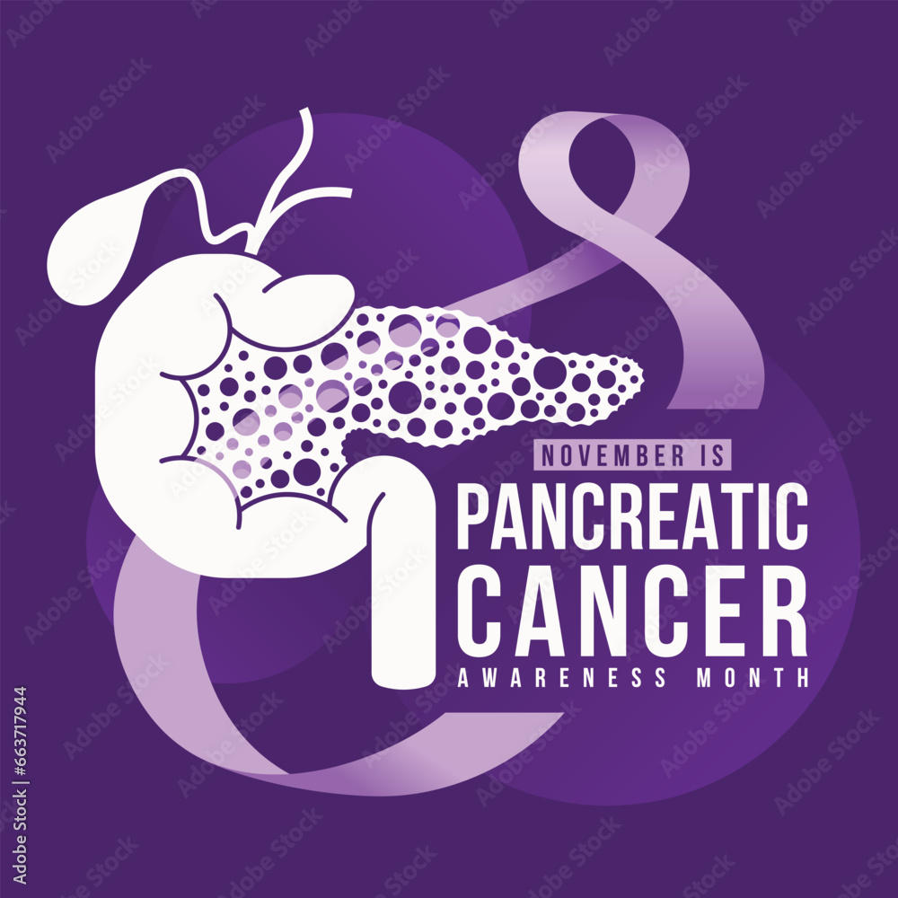 November Pancreatic Cancer Awareness Month - text and white pancreatic ...