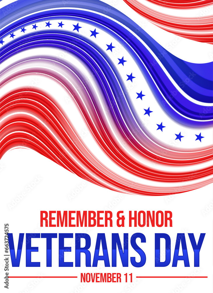 Vertical Veterans Day background design with colorful wavy shapes and ...