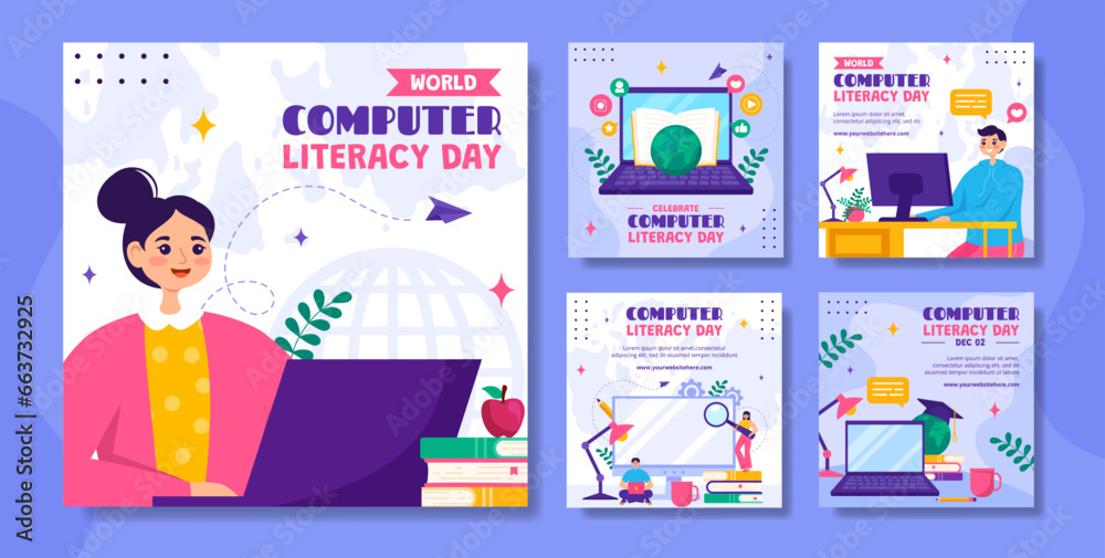 Computer Literacy Day Social Media Post Illustration Flat Cartoon Hand ...