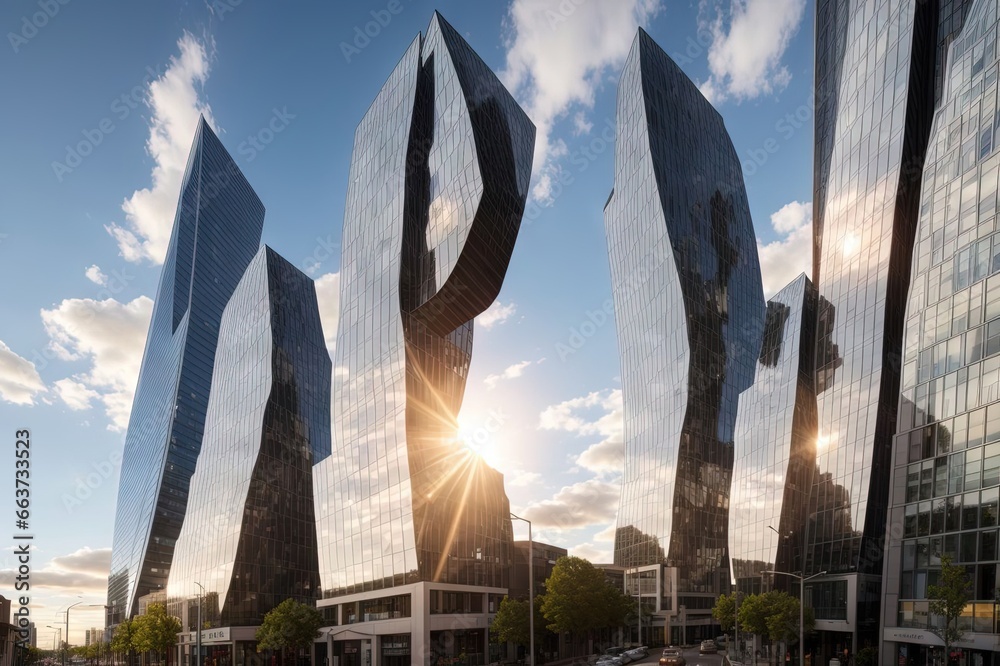 absurd building skyscraper unreal shape in the city, Organic modernist ...