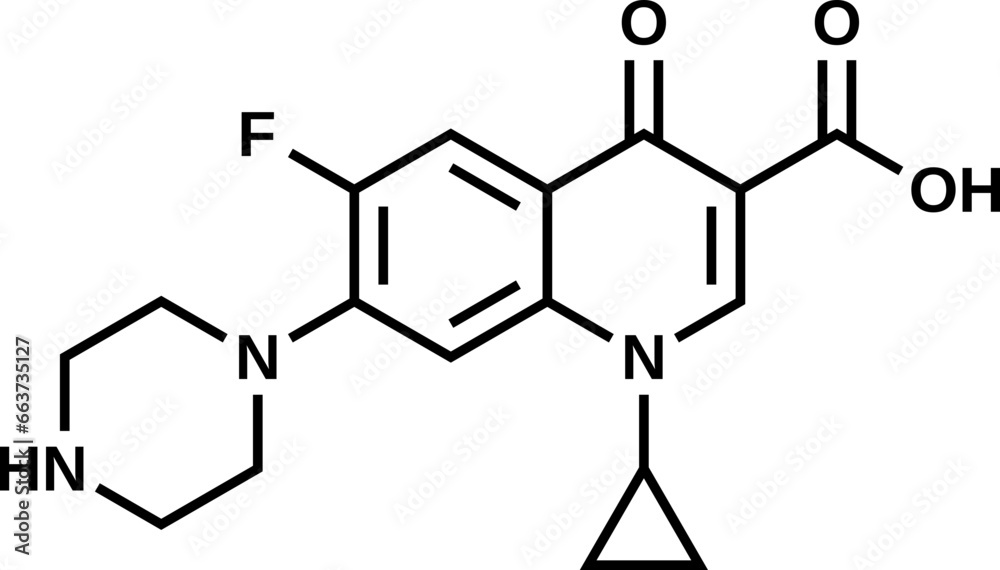 Ciprofloxacin structural formula, vector illustration Stock Vector ...