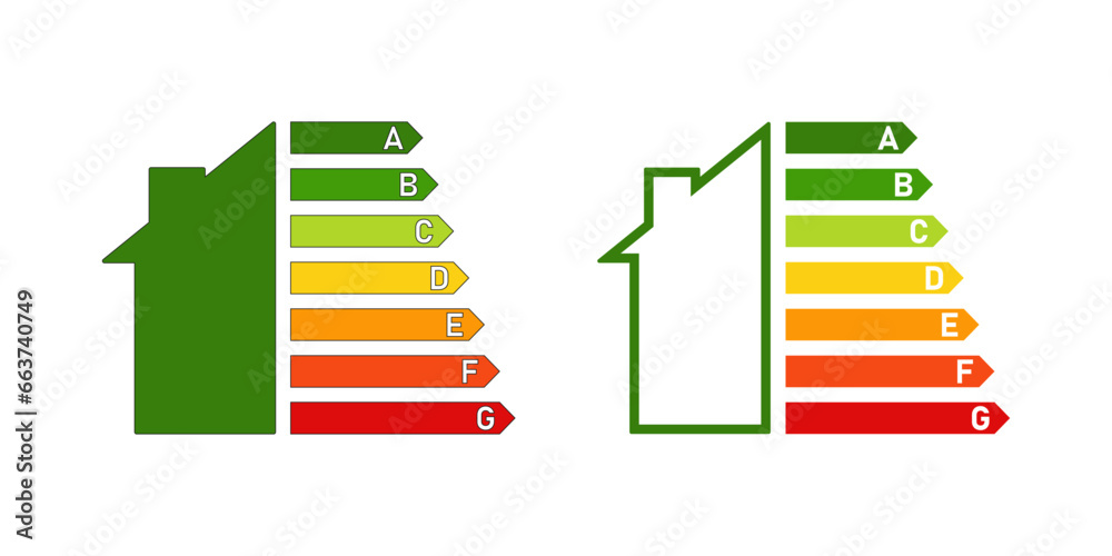 Energy efficiency rating label. Green energy european union symbol ...