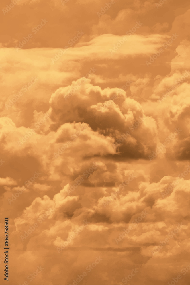 Watercolor vector sunset. Sky, cloud, sun. Dramatic hand drawn ...