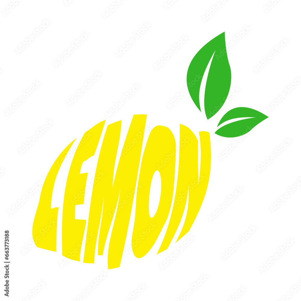 Logo con letras palabra lemon con texto manuscrito con forma de limón ...