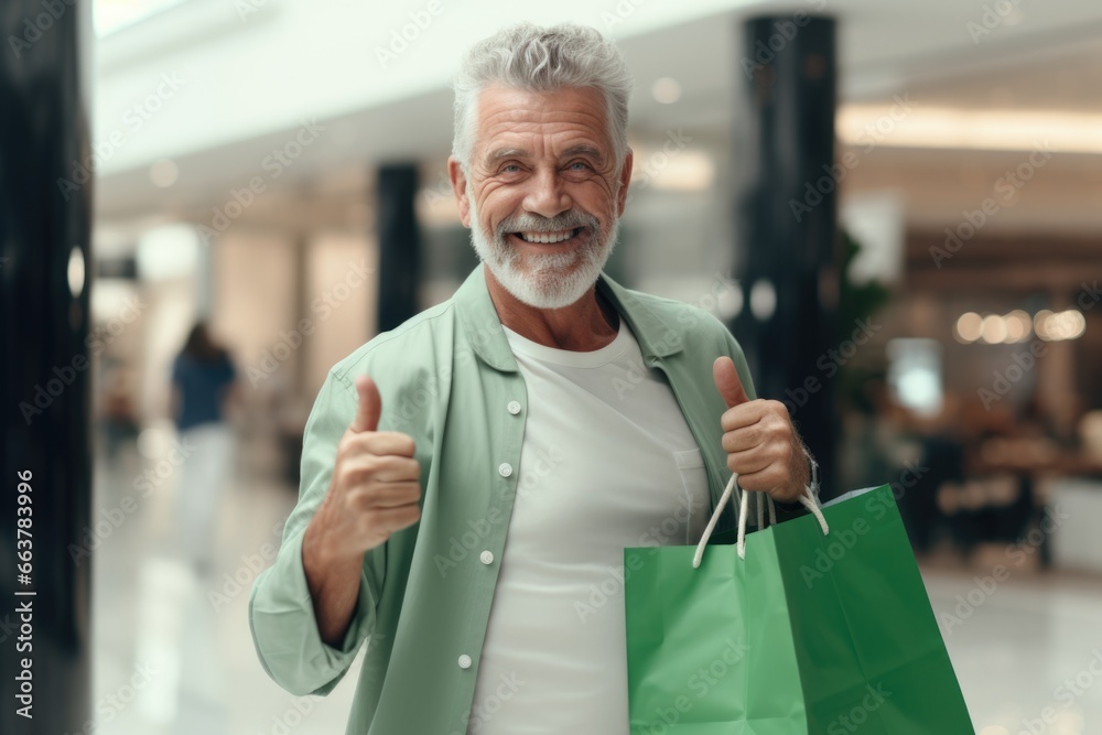 Successful Shopping with a Smiling Old Man. Fictional characters ...