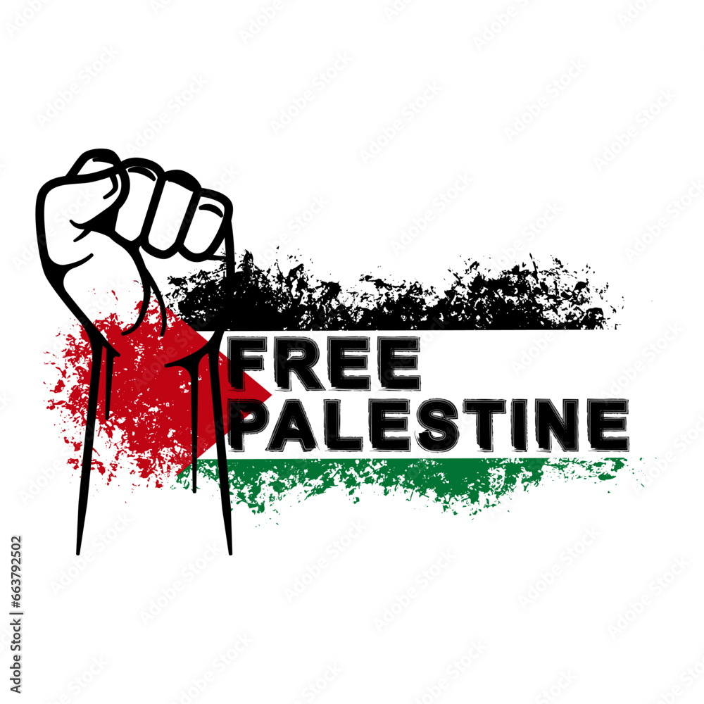 Clenched hands with brushstrokes of the Palestinian Flag. Free ...