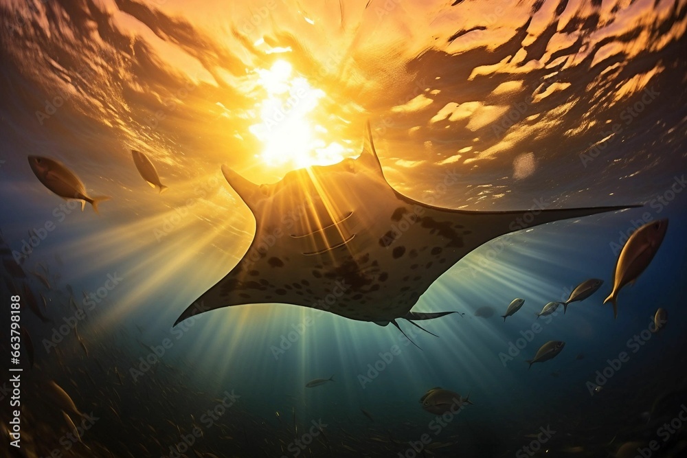 AI generated illustration of a giant sea devil swimming in the sea ...