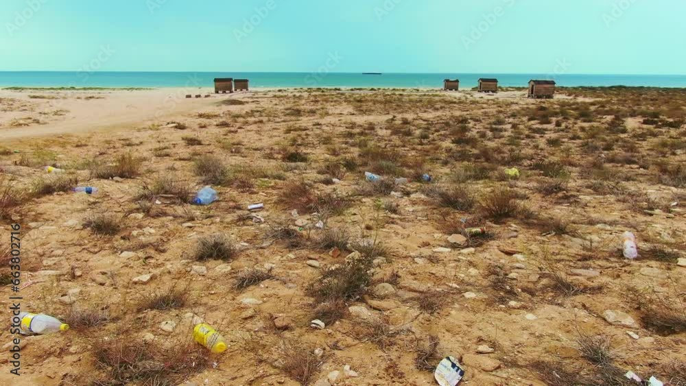 Stop pollution beaches trash shore sea. Dump in ecological environment ...