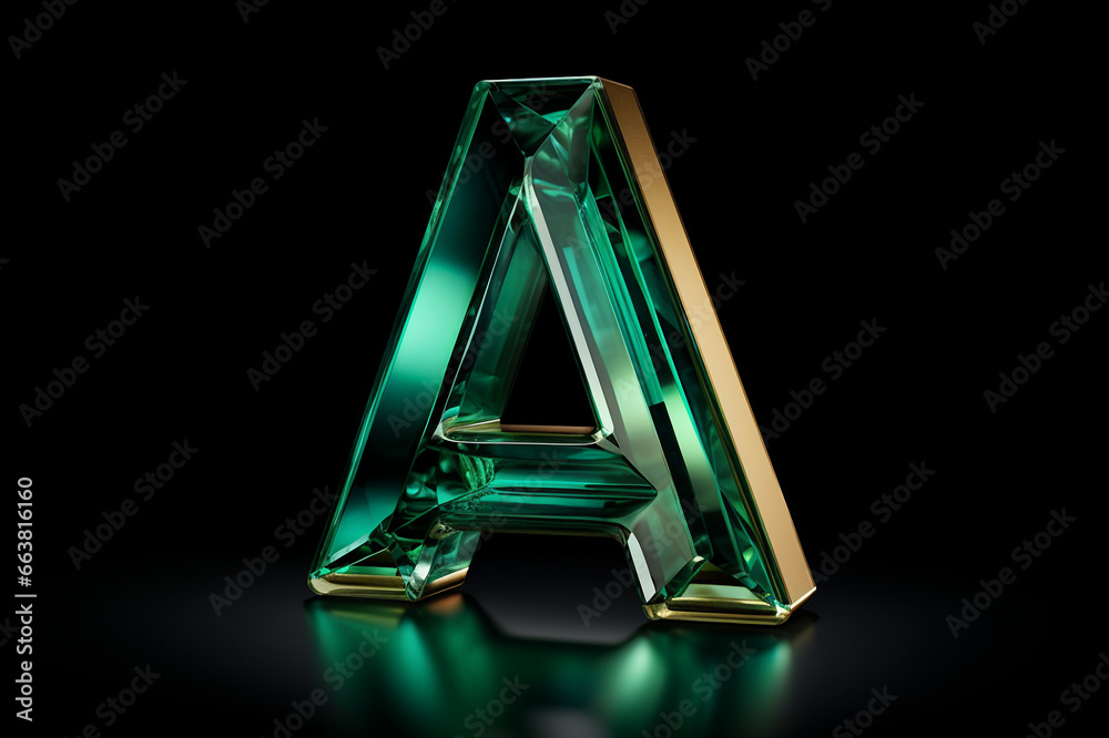 Beautiful natural 3D gemstone font design, alphabet letter A with ...